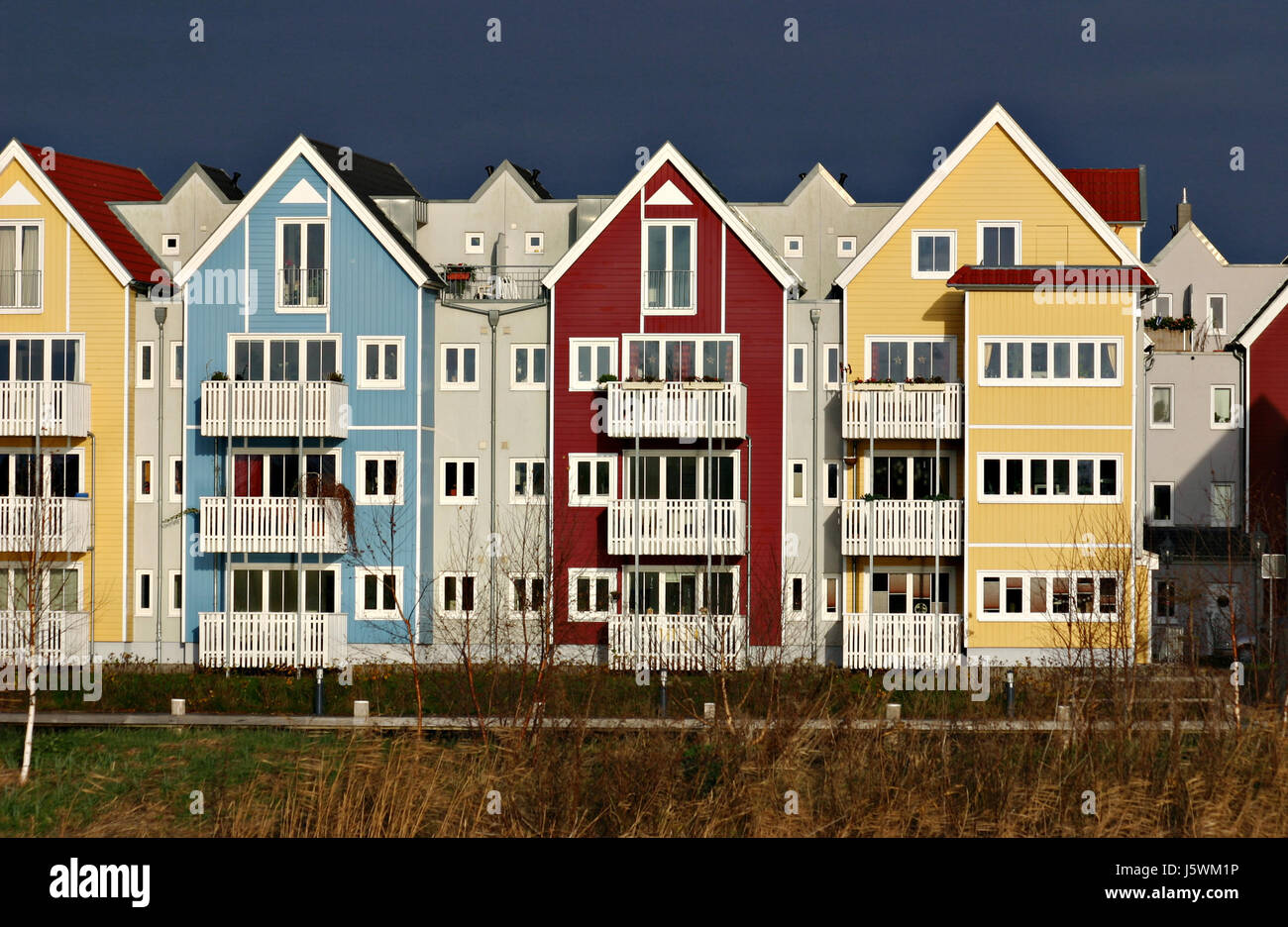 blue house building wood blank european caucasian style of construction ...