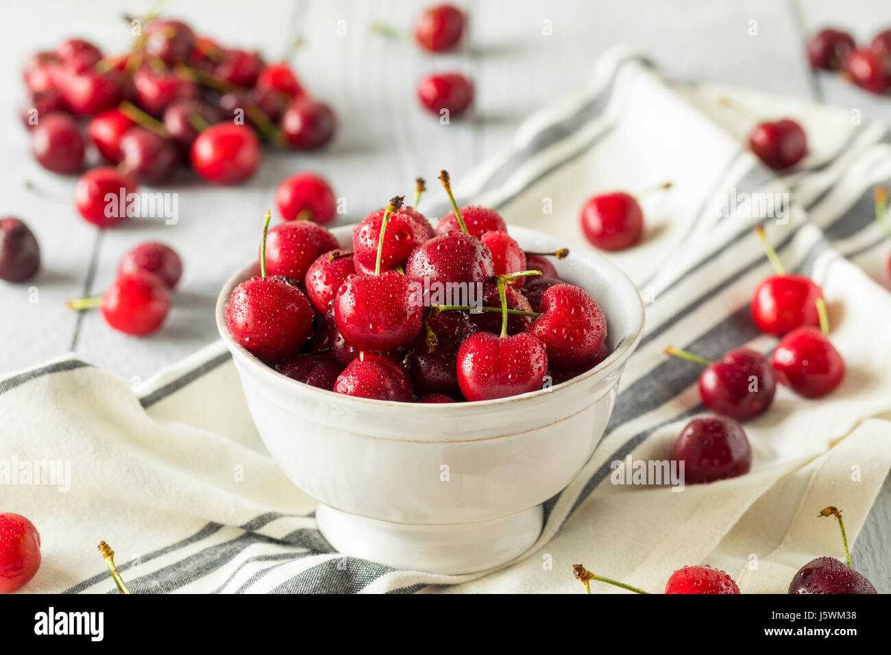 Raw Organic Red Sweet Cherries in a Bowl Stock Photo - Alamy