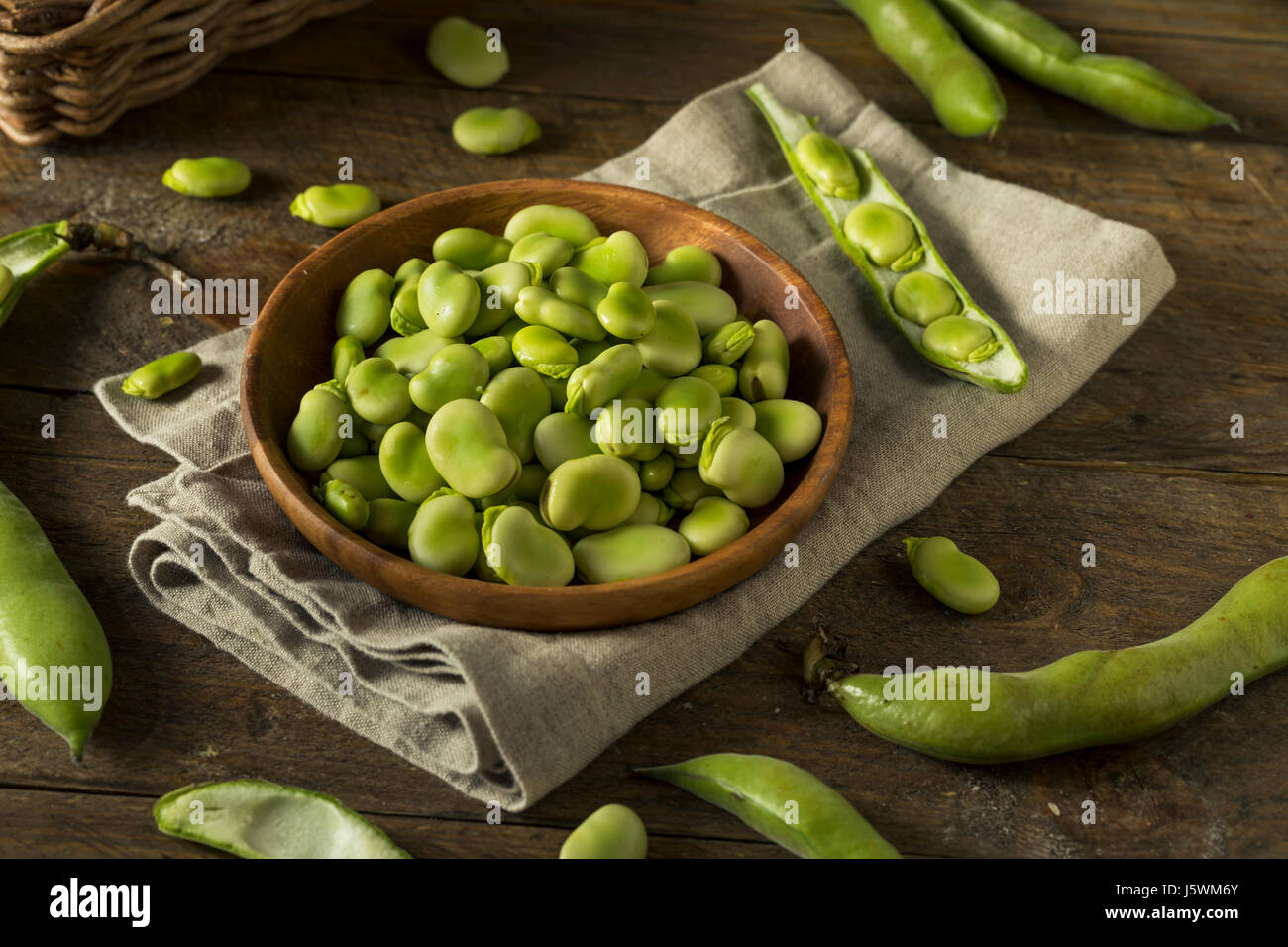 Raw Organic Fresh Green Fava Beans REady to Cook With Stock Photo - Alamy
