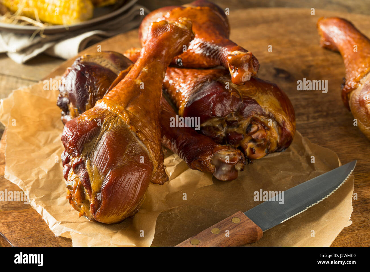 Barbecue Smoked Turkey Leg Ready to Eat Stock Photo - Alamy