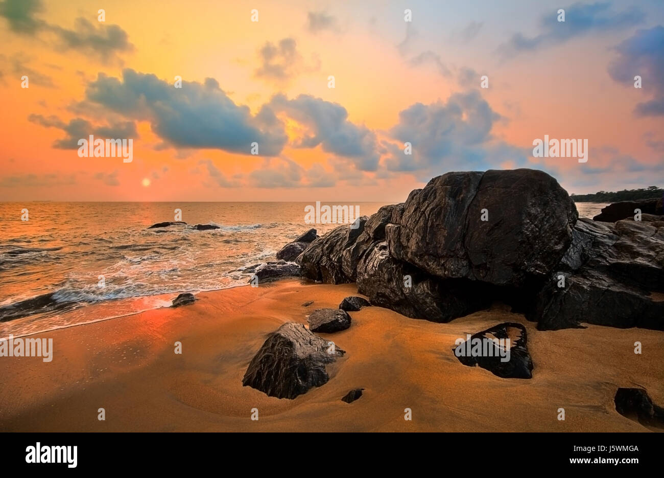 africa beach seaside the beach seashore sunset rock reef cameroon sands ...
