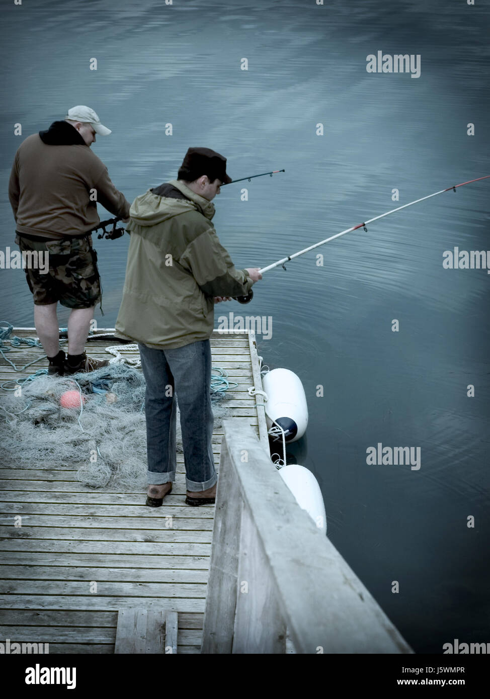 men man waters angle fish bridge fjord fishing rod angler norway ...