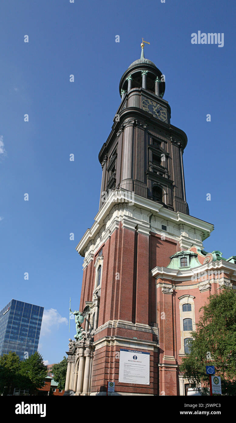 tower church hamburg clock clock tower emblem building buildings tower ...