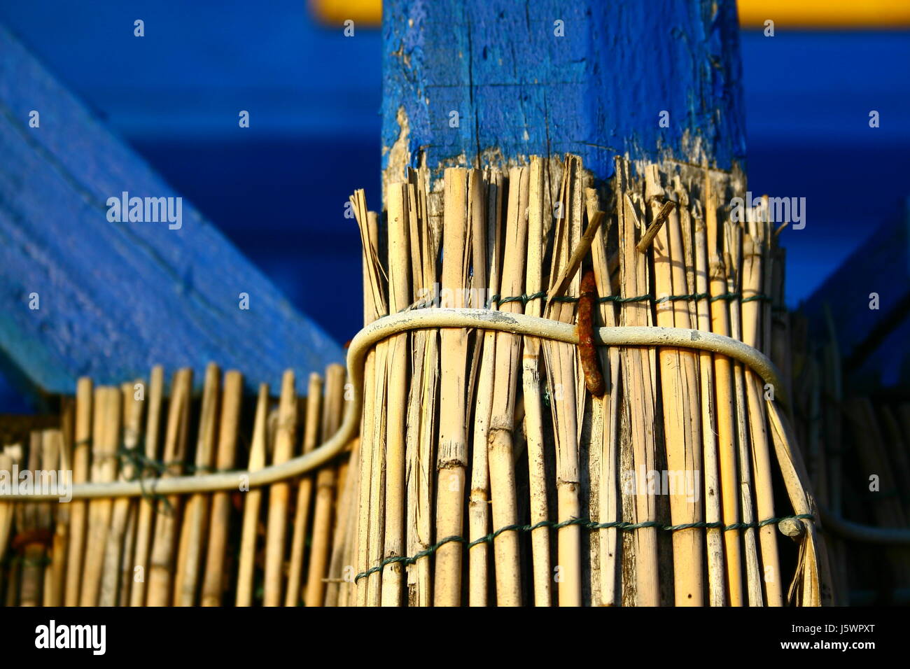blue detail colour wood reed rust rush mat green beige hook railing ...