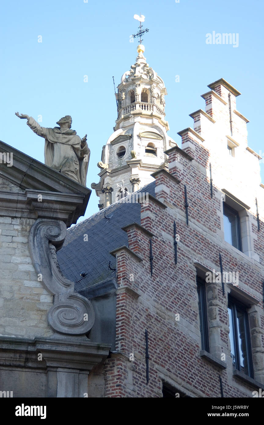 city town culture sights belgium storefronts destination antwerp tower ...