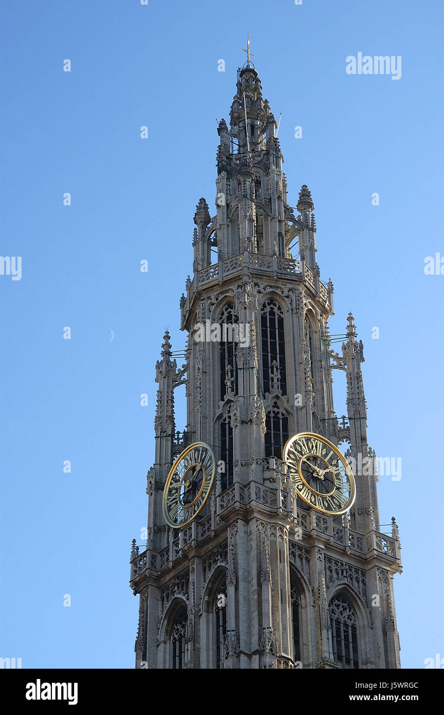 city town culture sights belgium storefronts destination antwerp tower ...
