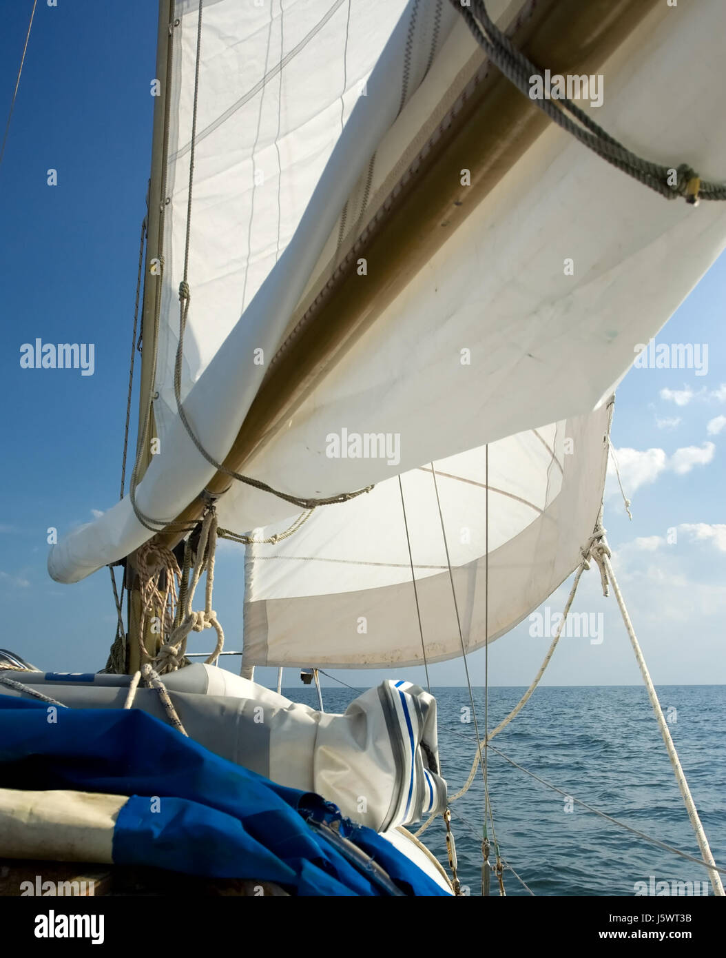 blue sail yacht mast boat sailing salt water sea ocean water rowing ...
