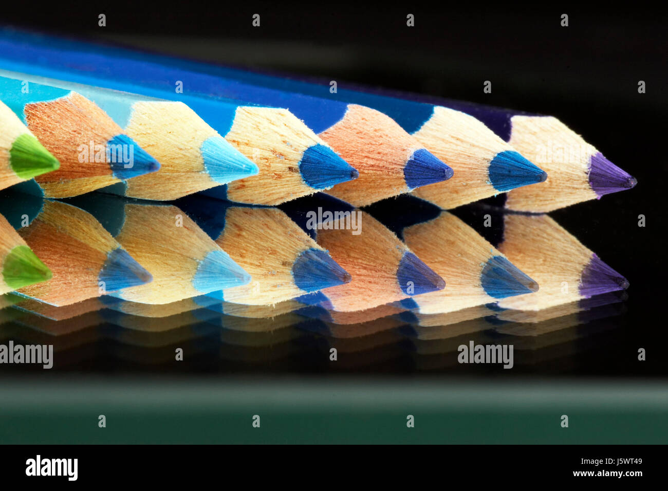 mirroring reflection colored pencils mine colored wooden super first ...