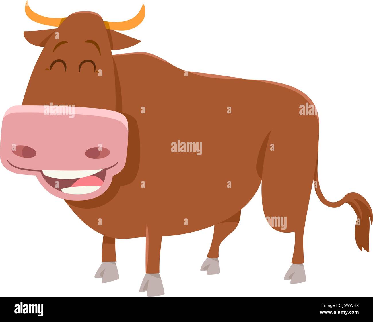 Cartoon Illustration of Funny Bull Farm Animal Character Stock Vector ...