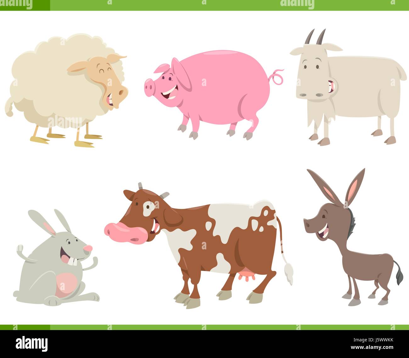 Cartoon Illustration of Farm Animal Characters Set Stock Vector Image ...
