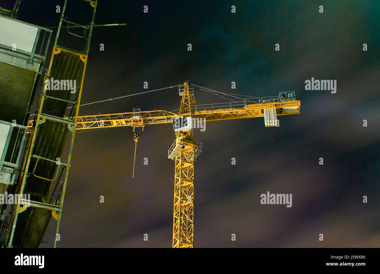 night nighttime night shift scaffold scaffolding building crane night ...