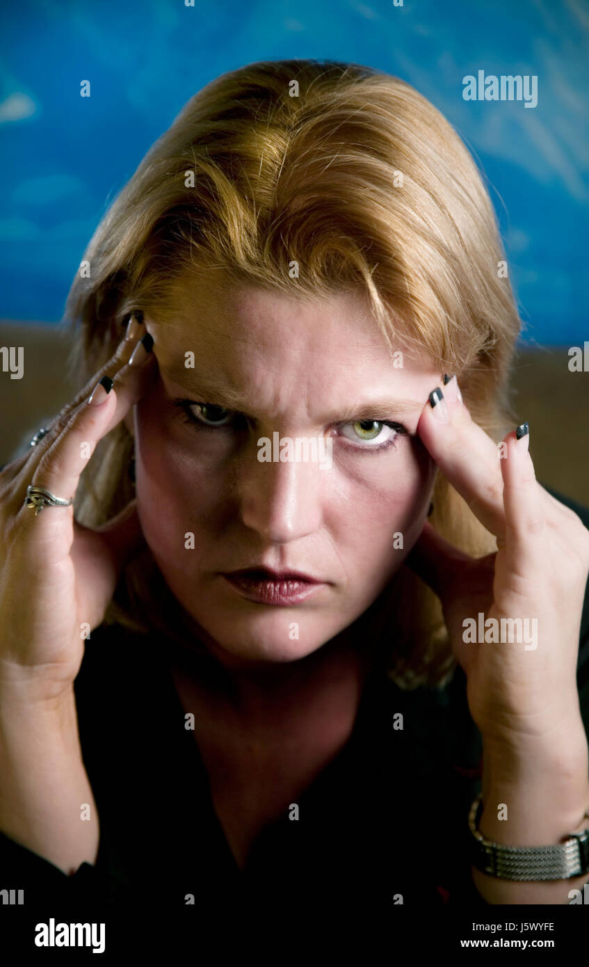 woman female adult headache anger resentment annoy stare adults woman ...