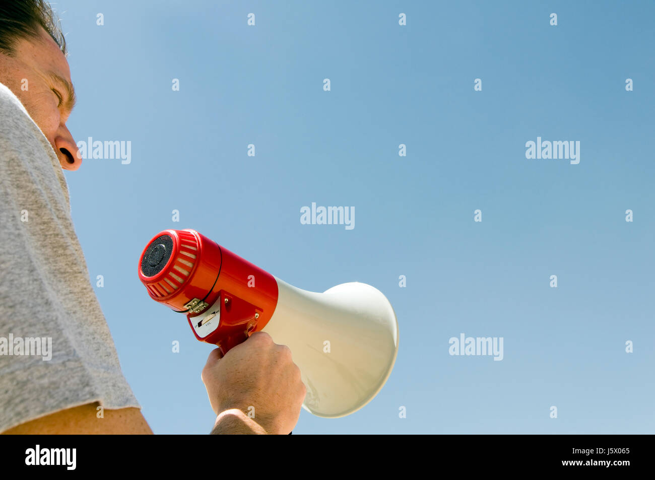 man with megaphone Stock Photo - Alamy