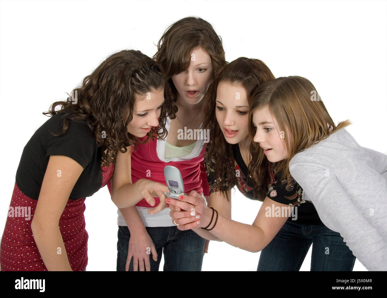 telephone phone four youth cell gossip group teens teenagers friends ...