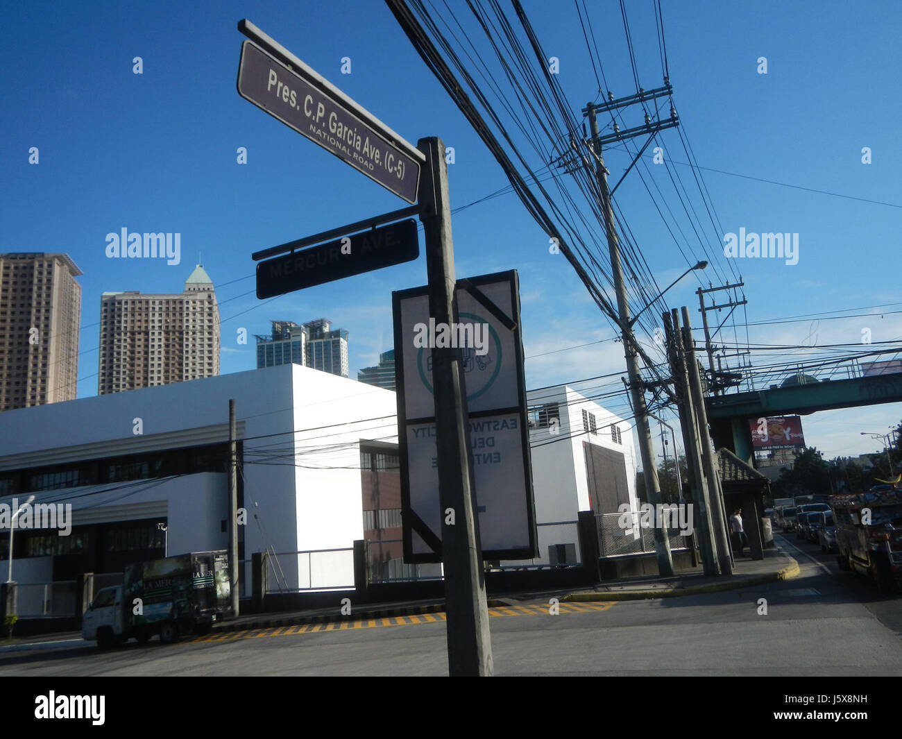 This historical image shows buildings in Bagumbayan, Libis, Eastwood ...