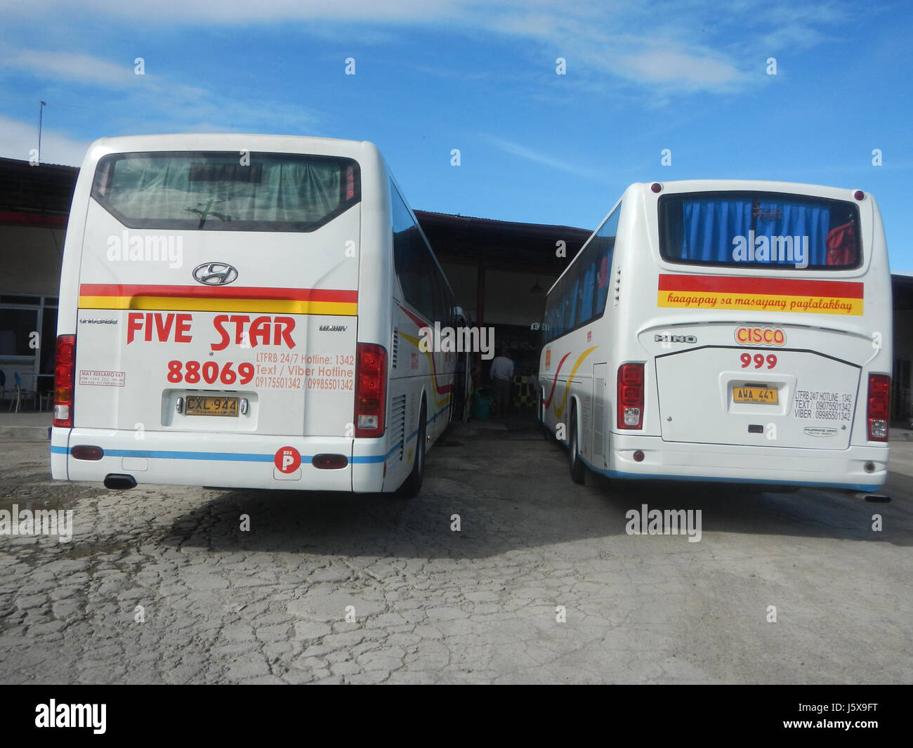03100 Five Star and Cisco buses in bus stop San Miguel Bulacan 06 Stock ...