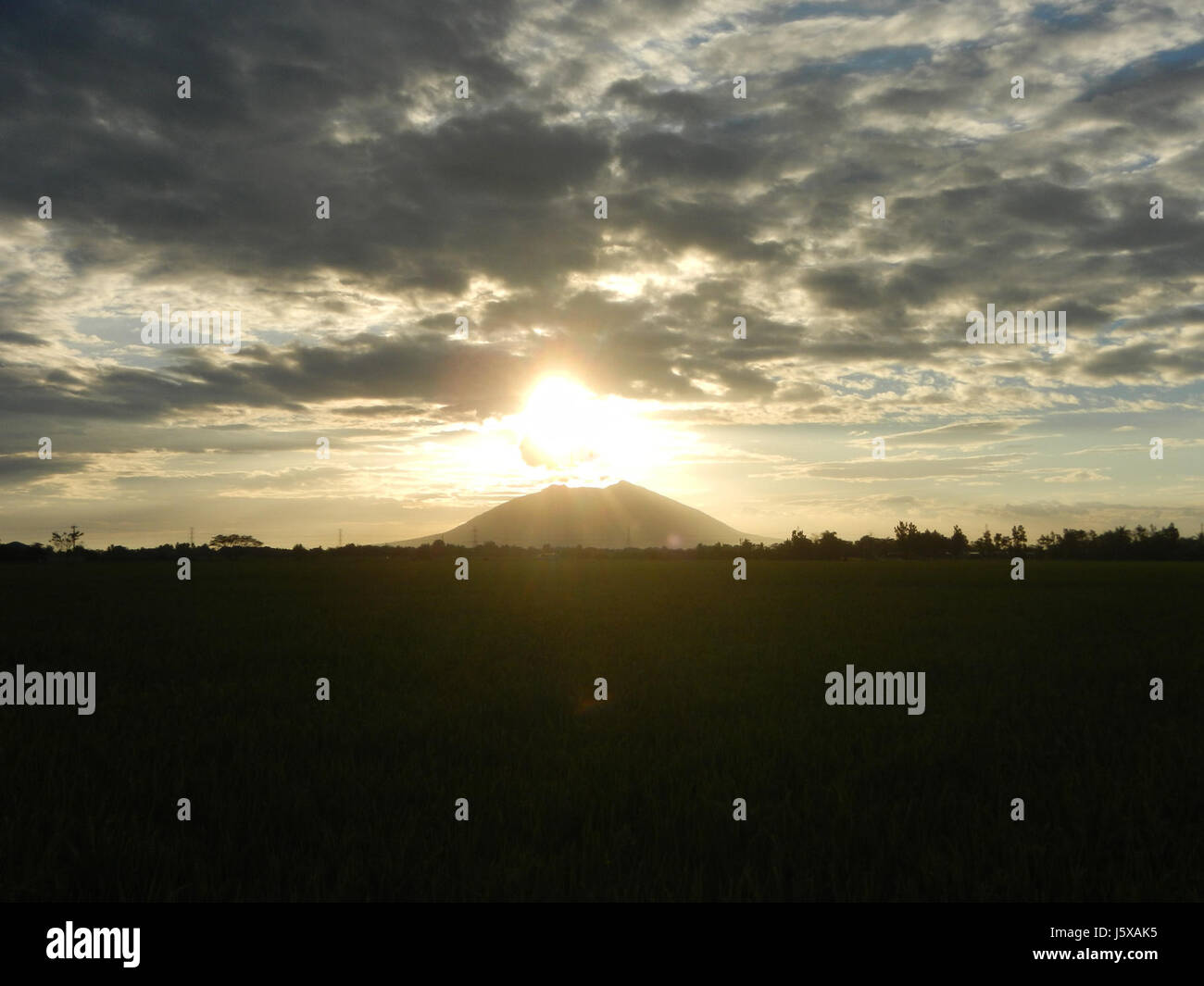 This scene captures a breathtaking view of Mount Arayat in San Isidro ...