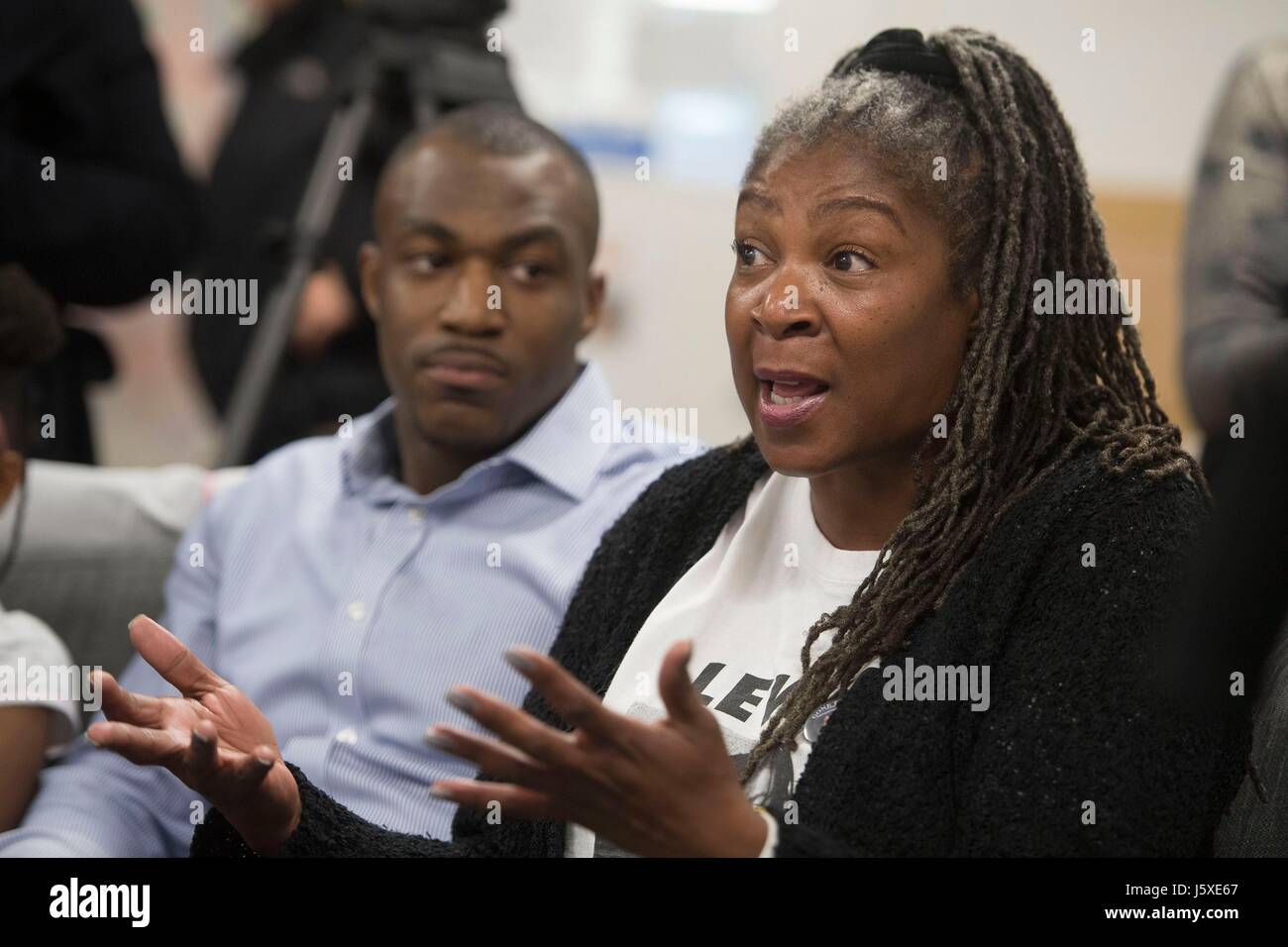 Sandra Elwin (right), the mother of 20-year-old Lewis Elwin who died of ...