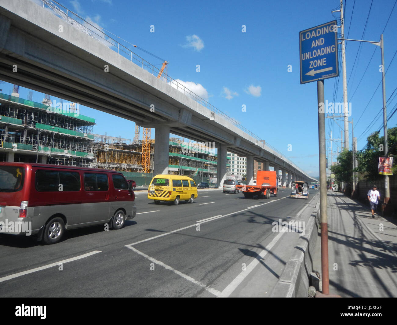 This image captures the construction phase of the Manila MRT Line 3 ...