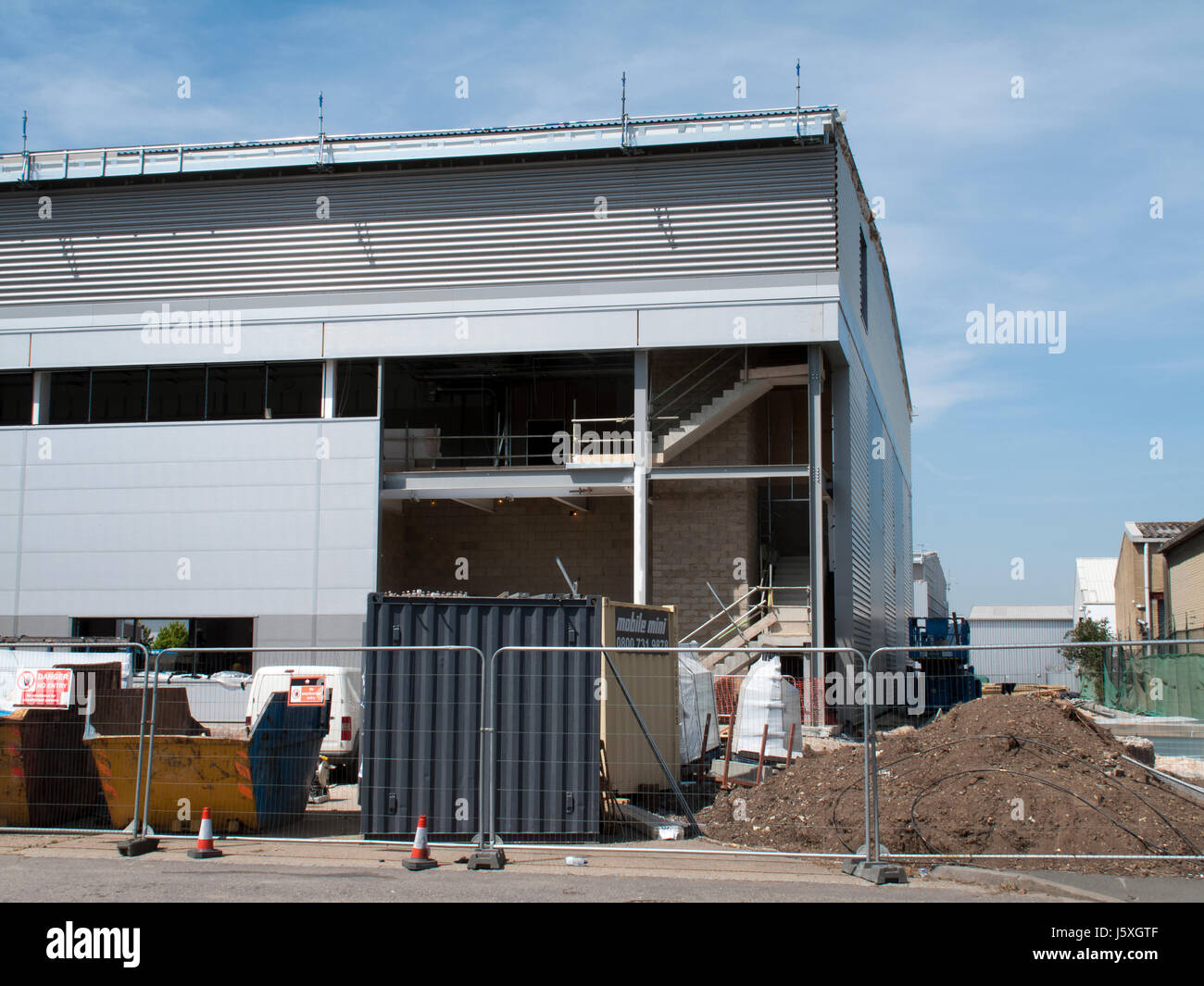 construction site, new commercial warehouse and office development ...