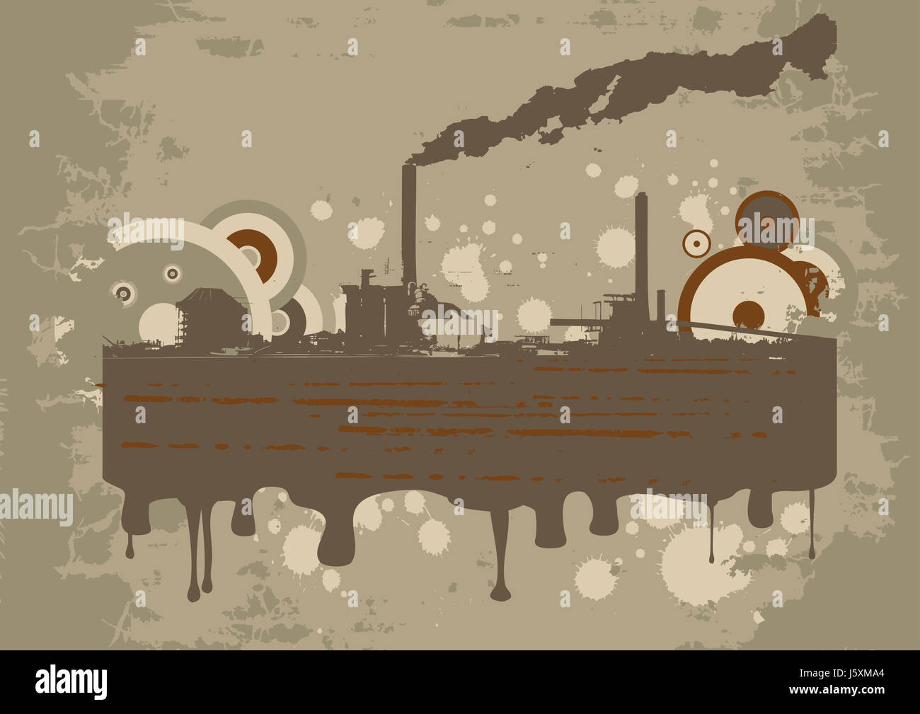 art industry illustration work factory retro vector design smoke ...