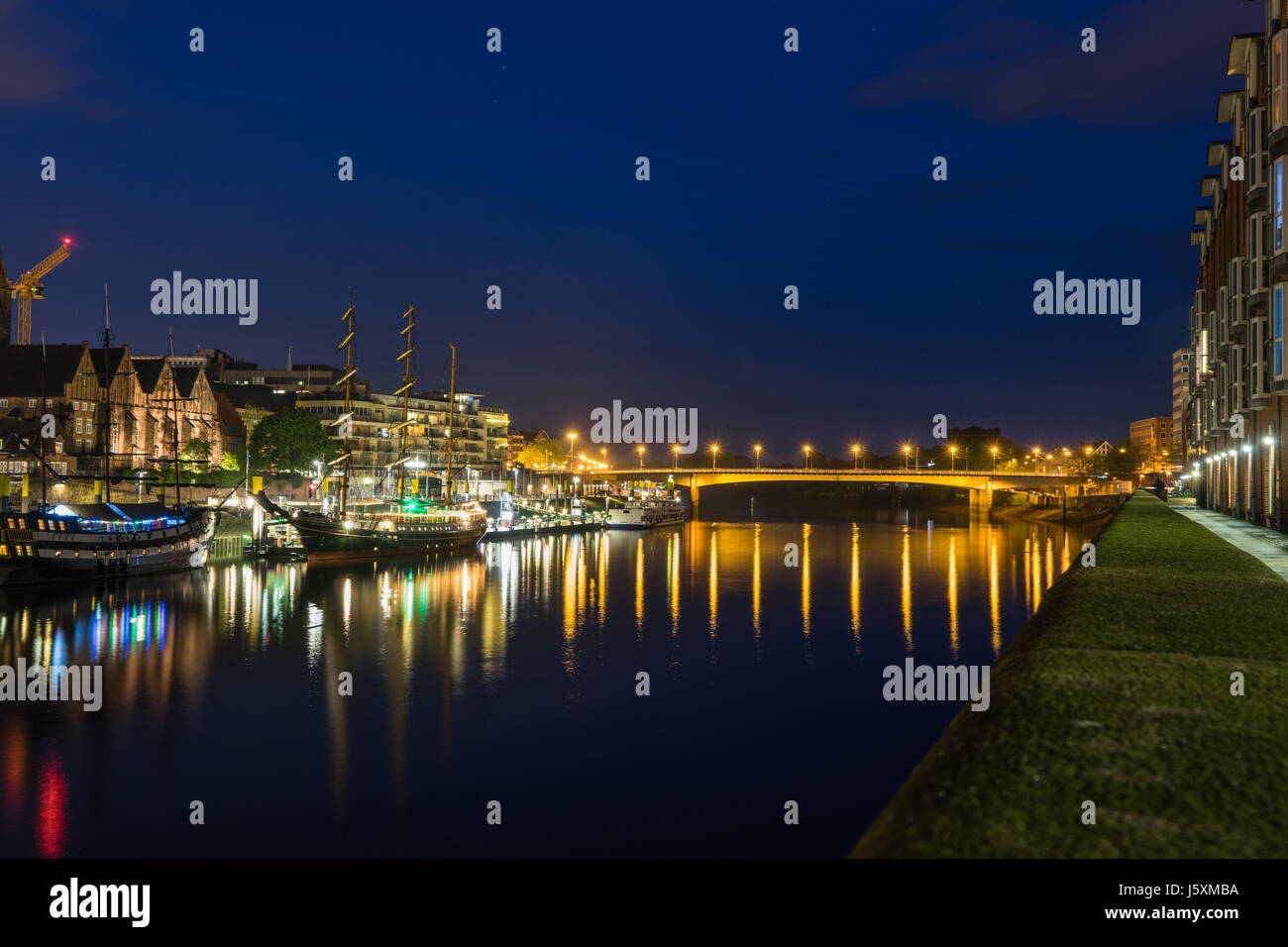 Cityscape of Bremen in a summer night Stock Photo - Alamy