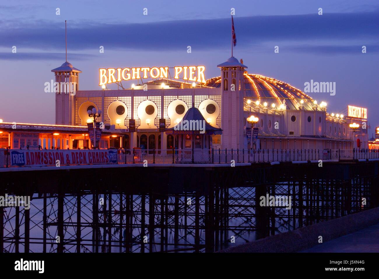 england twilight pier blue shine shines bright lucent light serene ...