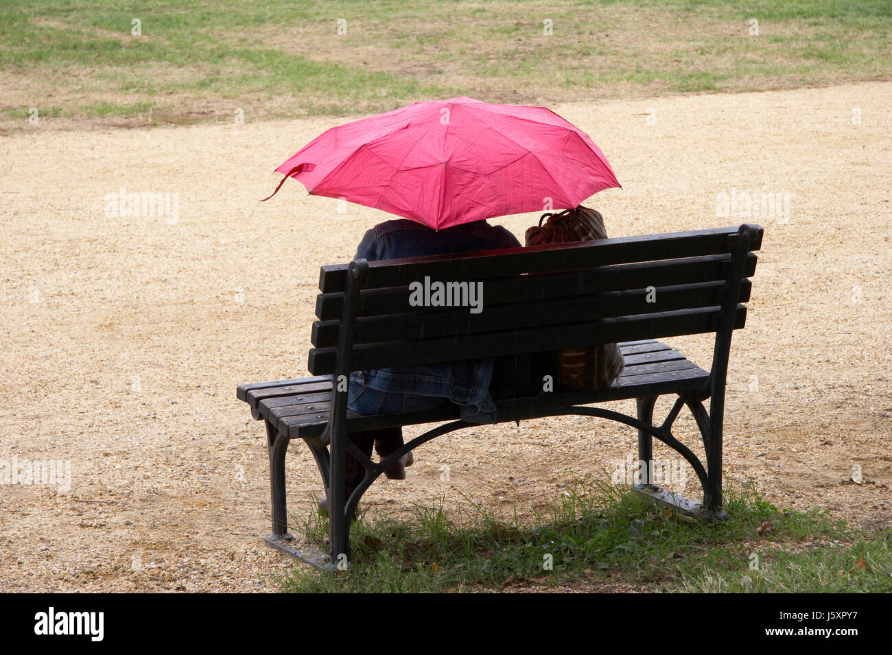 woman umbrella rainy seat bench park bench red rain raining woman shine ...