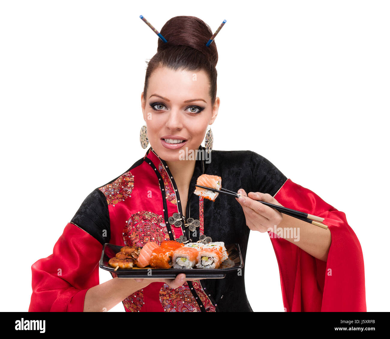 woman in traditional dress with eastern food Stock Photo - Alamy