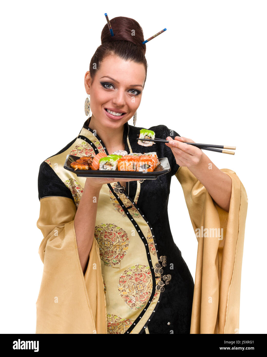 woman in traditional dress with eastern food Stock Photo - Alamy