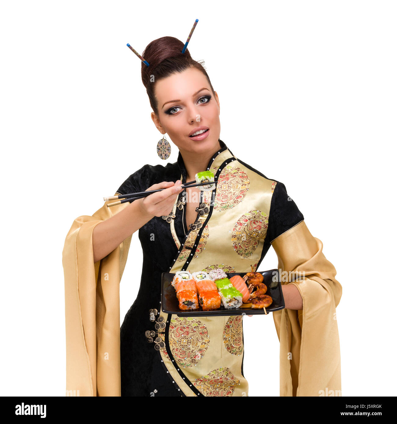 woman in traditional dress with eastern food Stock Photo - Alamy