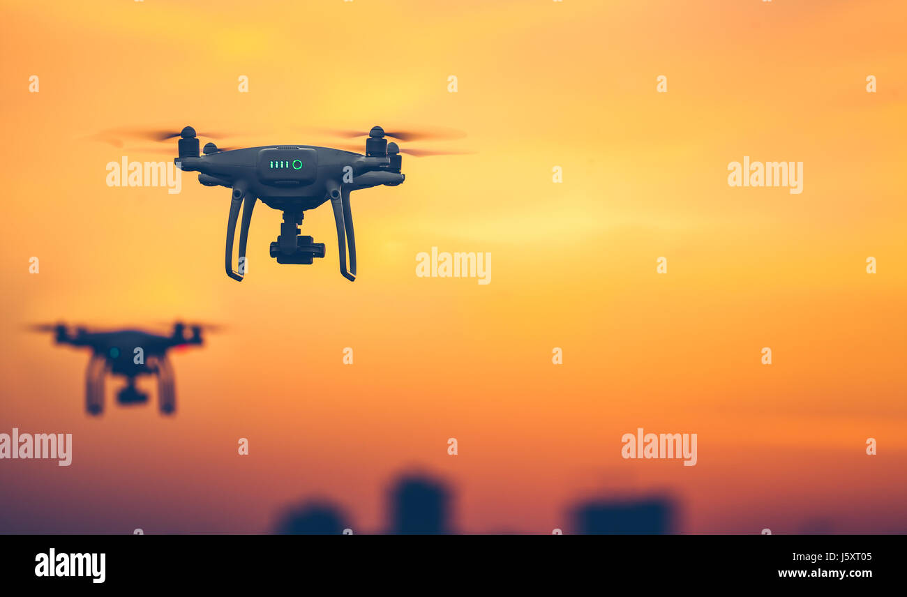 Close up photo of two Professional Remote Control Air Drones Stock ...