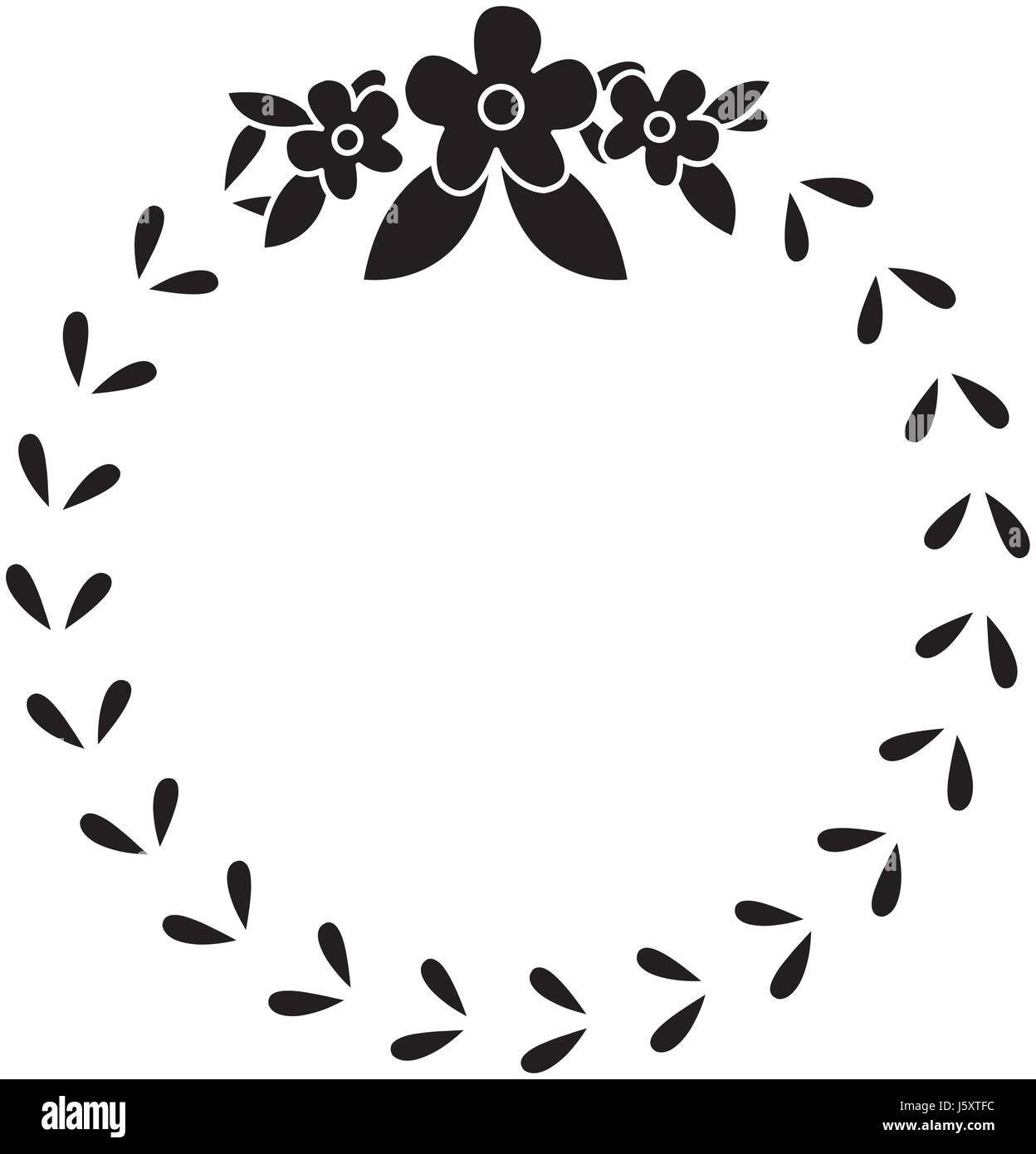 floral crown wreath emblem decoration pictogram Stock Vector Image ...