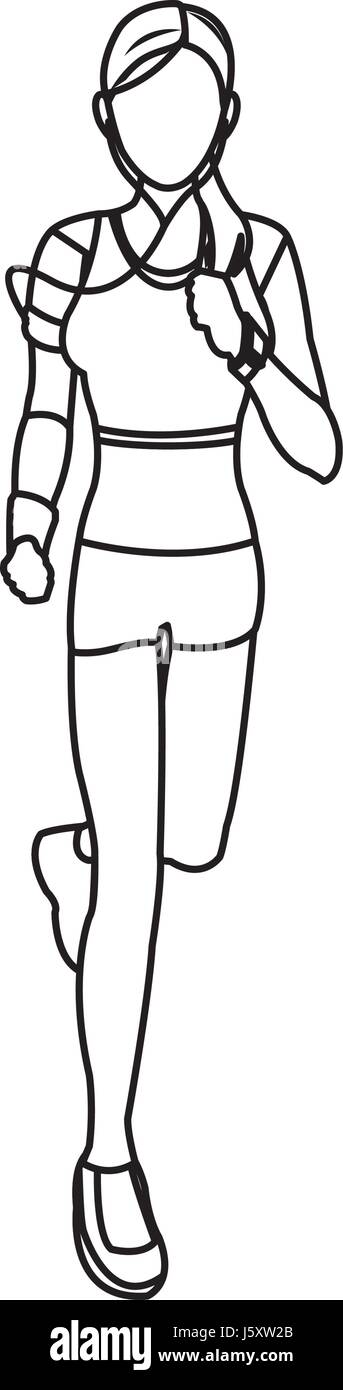 sport woman running with smart glasses wearable technology Stock Vector ...