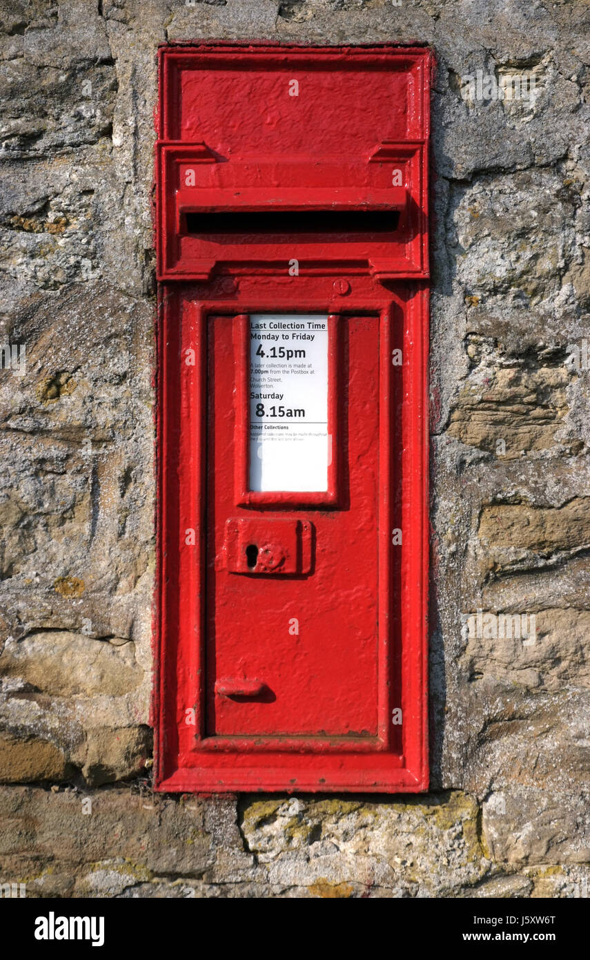 mail post rural red peasant stone wall letters england traditional box ...