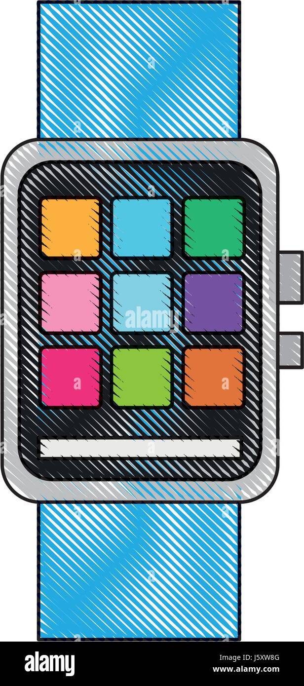drawing smart watch wearable technology app icon Stock Vector Image ...