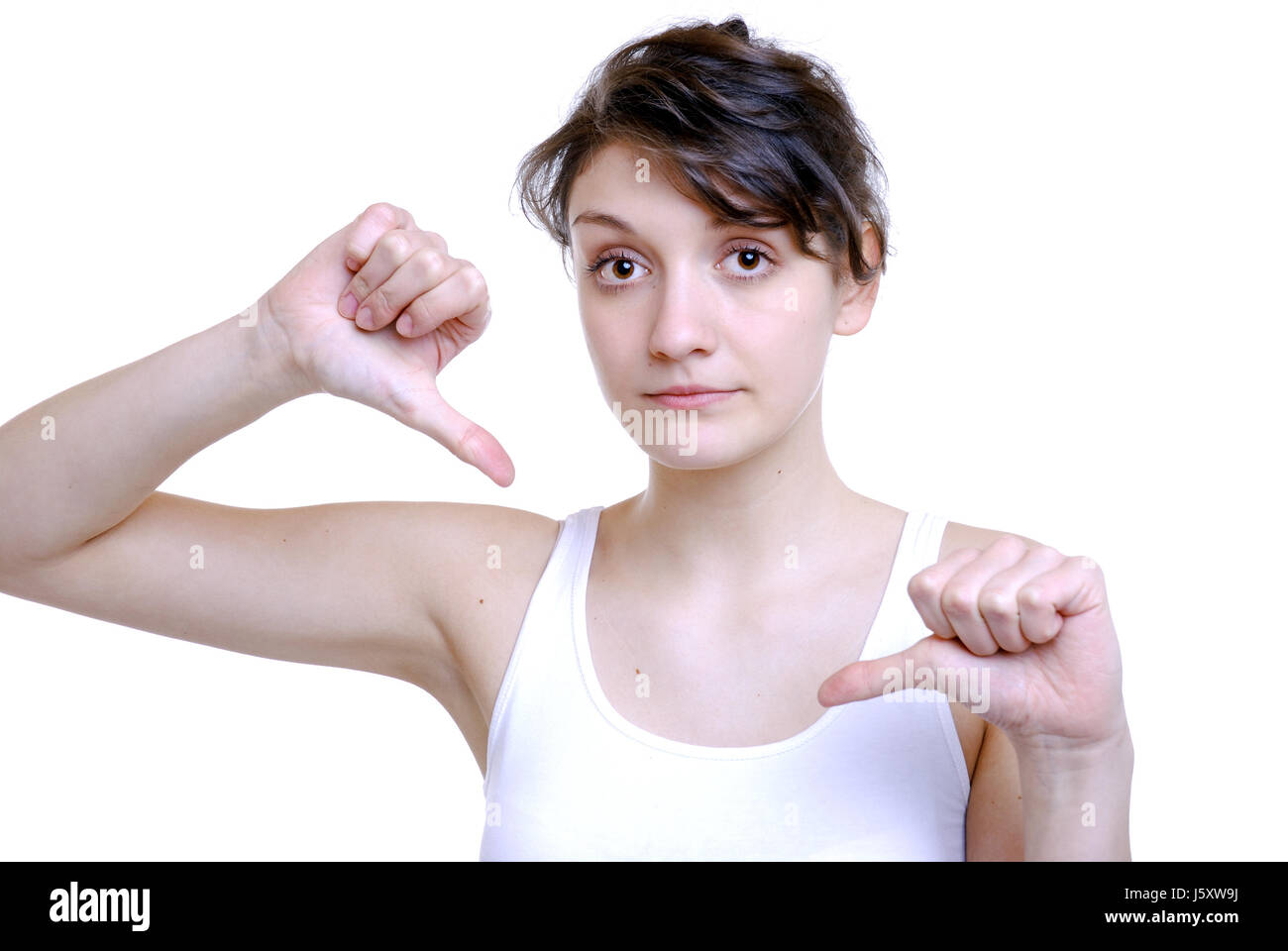 woman sad fail failure dissapointed disappointed gesticulate isolated ...