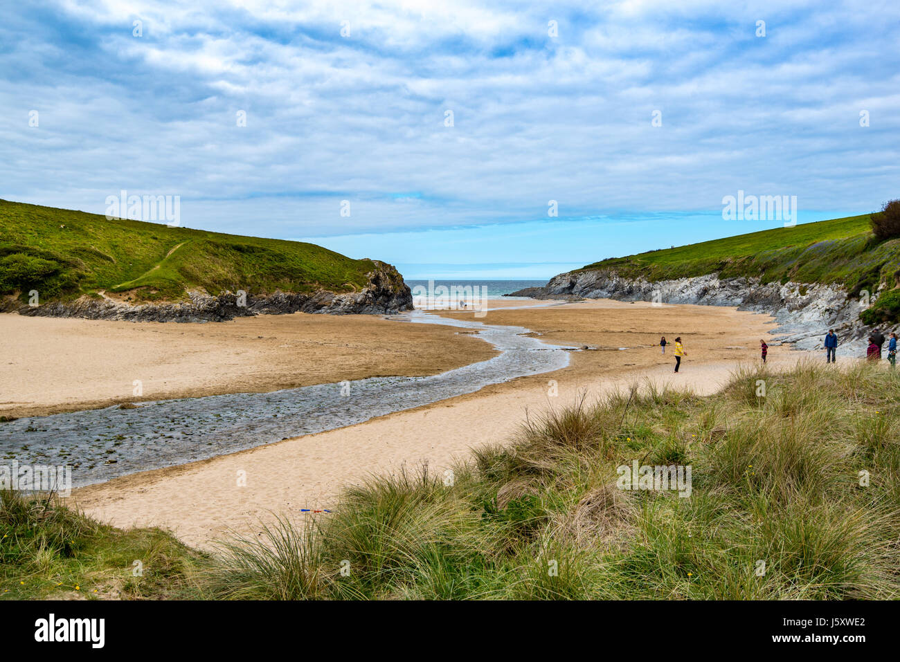 PORTH JOKE, NEWQUAY, CORNWALL, UK - 22APR2017: Porth Joke is a quiet ...