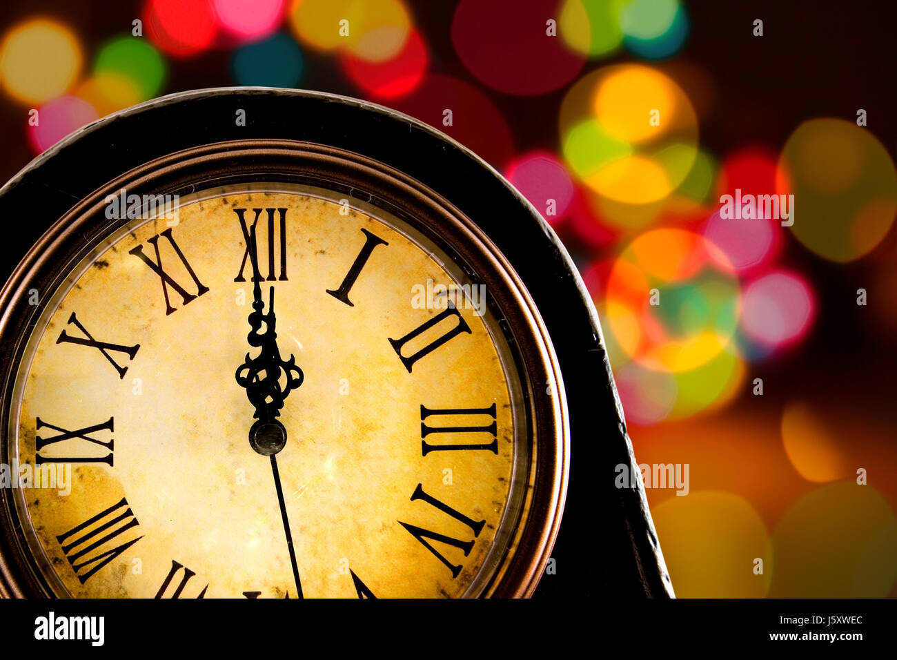 antique lights clock date time time indication minutes hours midnight ...