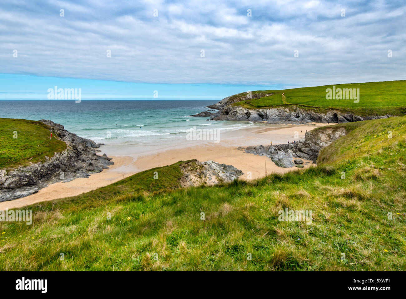 PORTH JOKE, NEWQUAY, CORNWALL, UK - 22APR2017: Porth Joke is a quiet ...