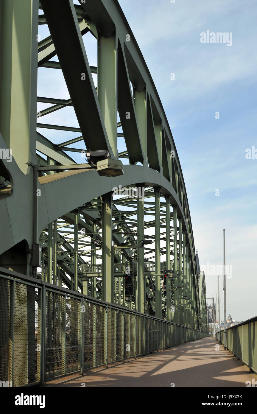 cologne bridge steel transition railway locomotive train engine rolling ...