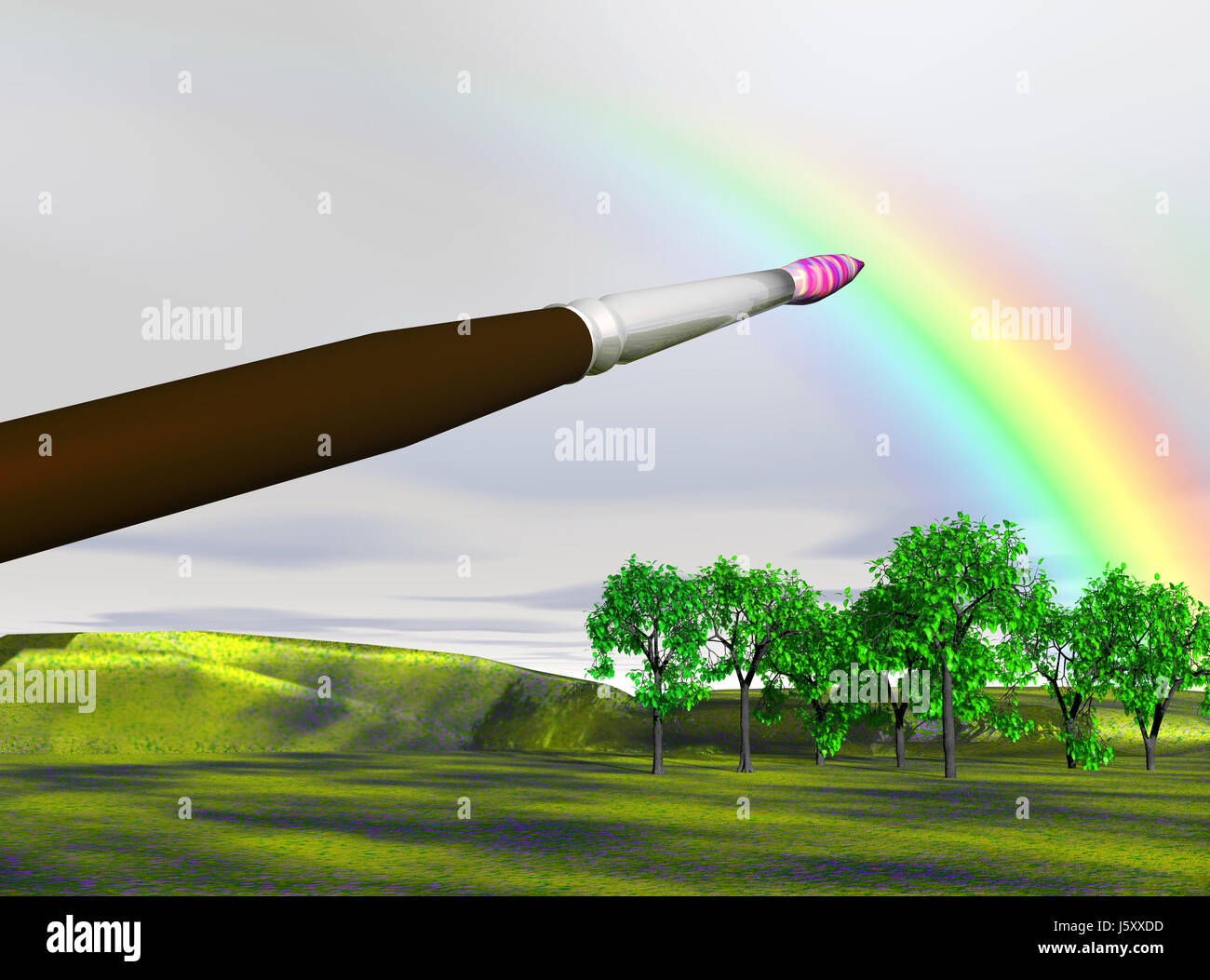 painting rainbow tree trees rainbow brush paint colors colours ...