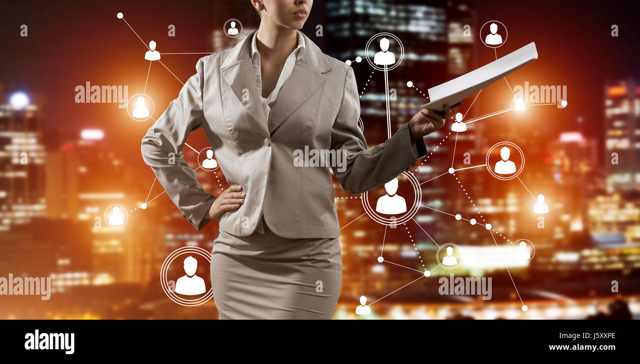 Concept of modern business networking that connect and cooperate people ...