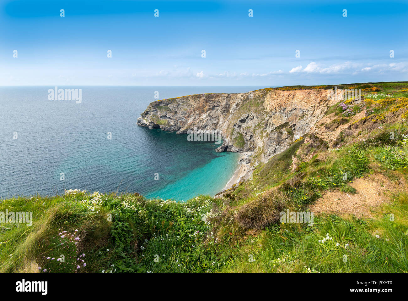 Gooden Hean Point and Cove. Near Portreath, Cornwall, UK Stock Photo ...