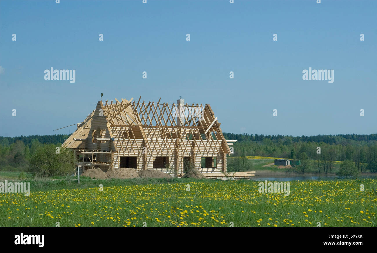 newly built wooden house Stock Photo - Alamy