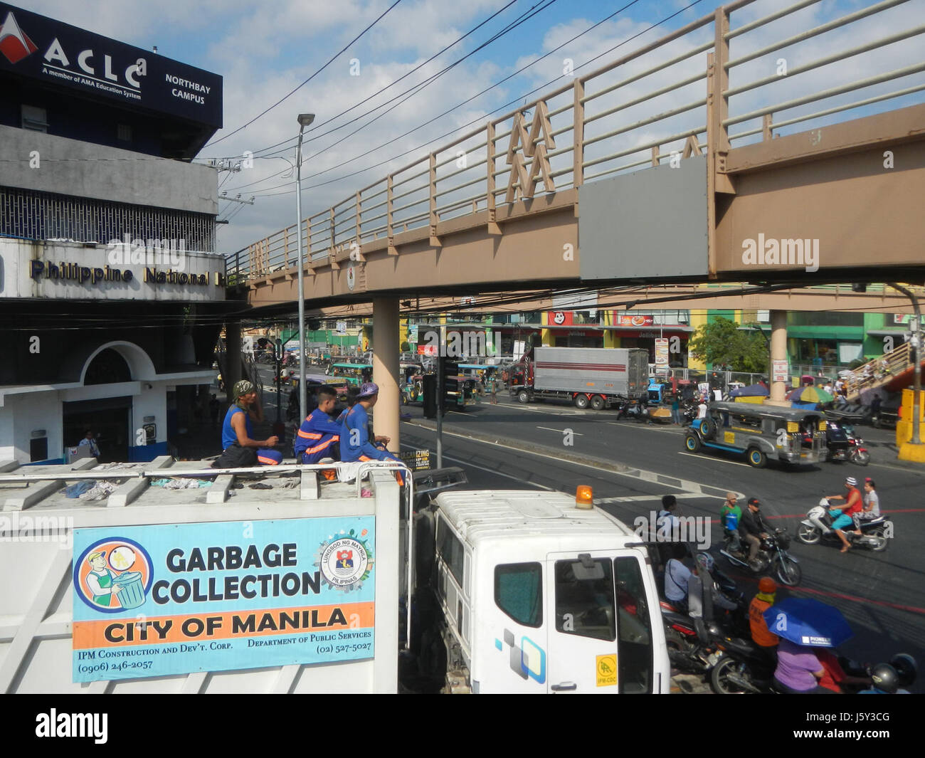 The pedestrian footbridge at AMA ACLC near Puregold Tayuman, connecting ...