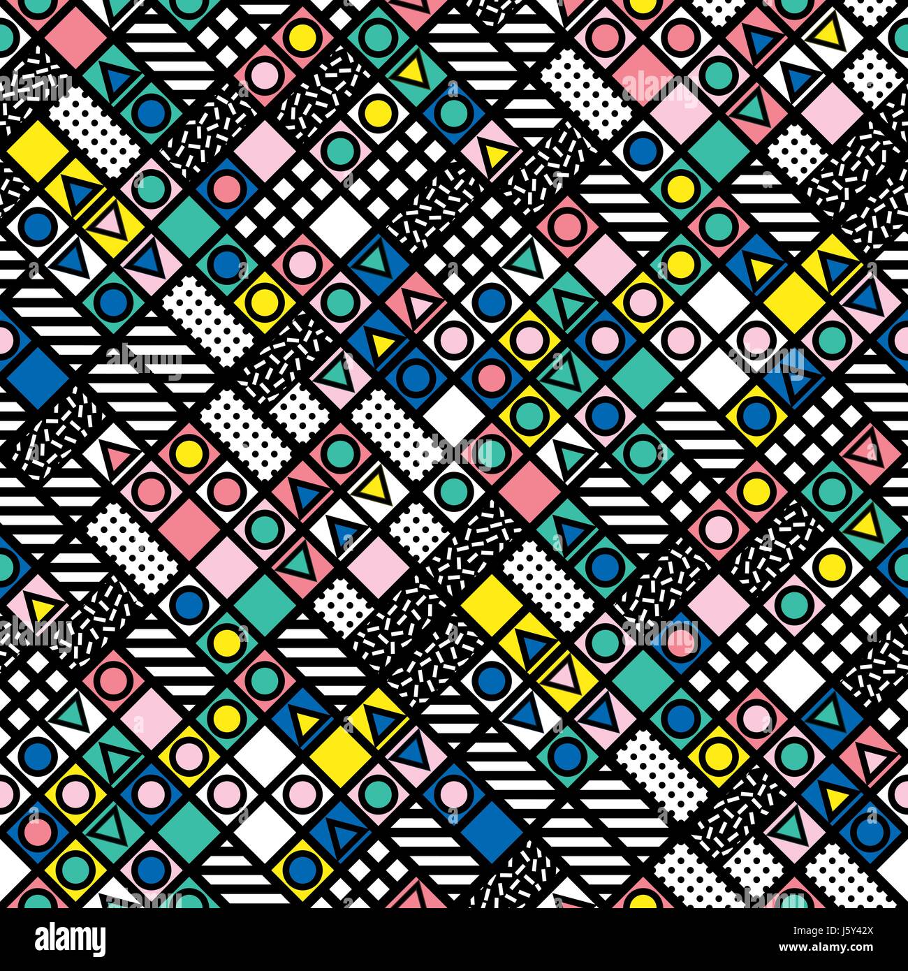 Decorative geometric shapes tiling. Multicolor trendy irregular pattern ...