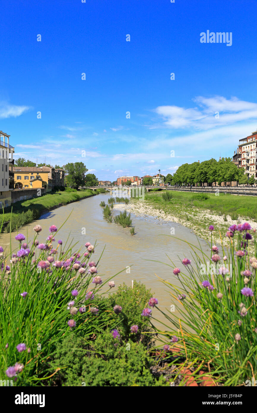 River Parma from Ponte di Mezzo, Parma, Emilia-Romagna, Italy, Europe ...