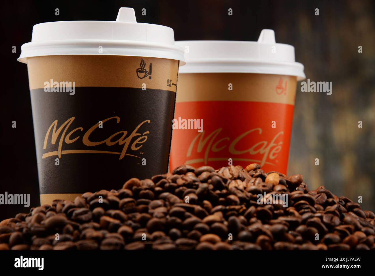 POZNAN, POLAND - MARCH 18, 2016: McCafé is a coffee-house-style food ...