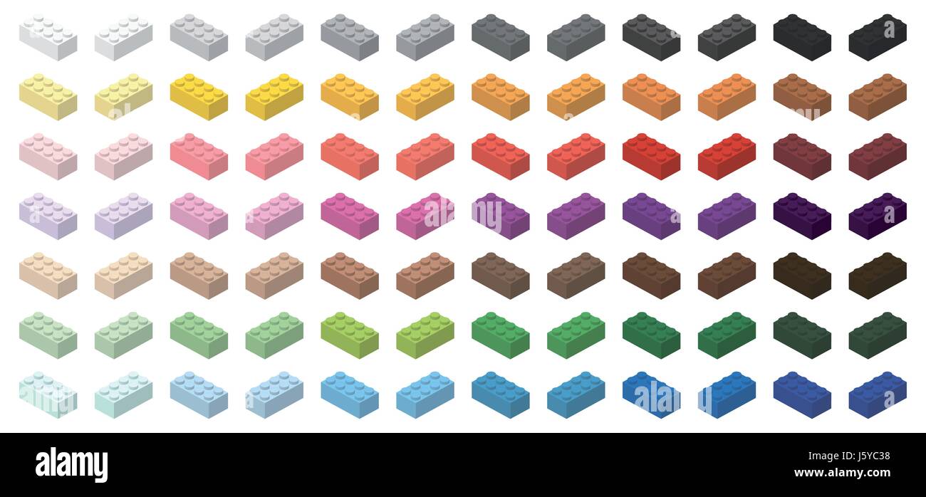 Children brick toy simple colorful bricks 4x2 high, isolated on white ...